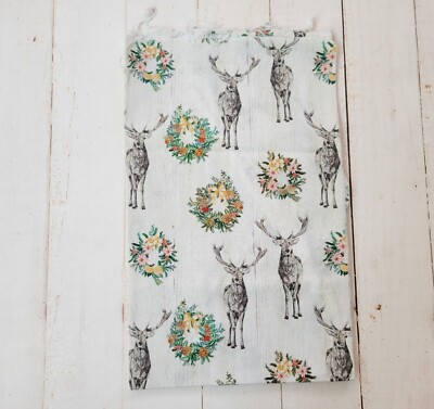 Joann Fabrics Holiday Christmas Deer Wreath Fabric- Quilting Cotton 40 ...