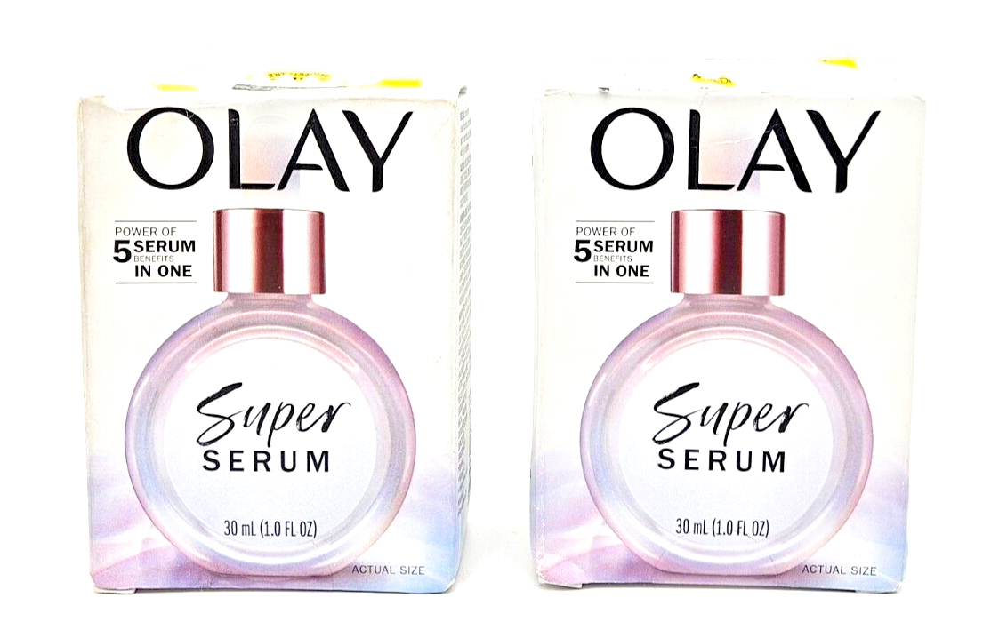 Olay Super Serum 1 fl oz Skin Texture Tone Firming Lot of 2 NEW DAMAGED ...