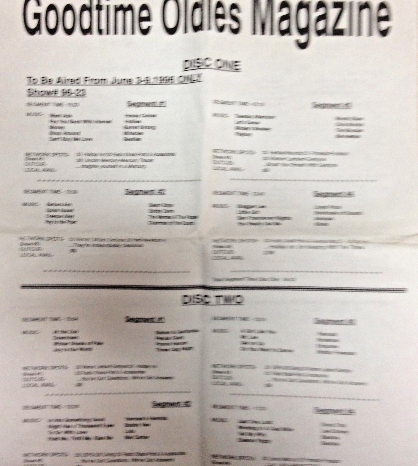 RADIO SHOW: GOOD TIME OLDIES 6/3/96 STEPPENWOLF FEATURE; BEATLES, PAUL ...