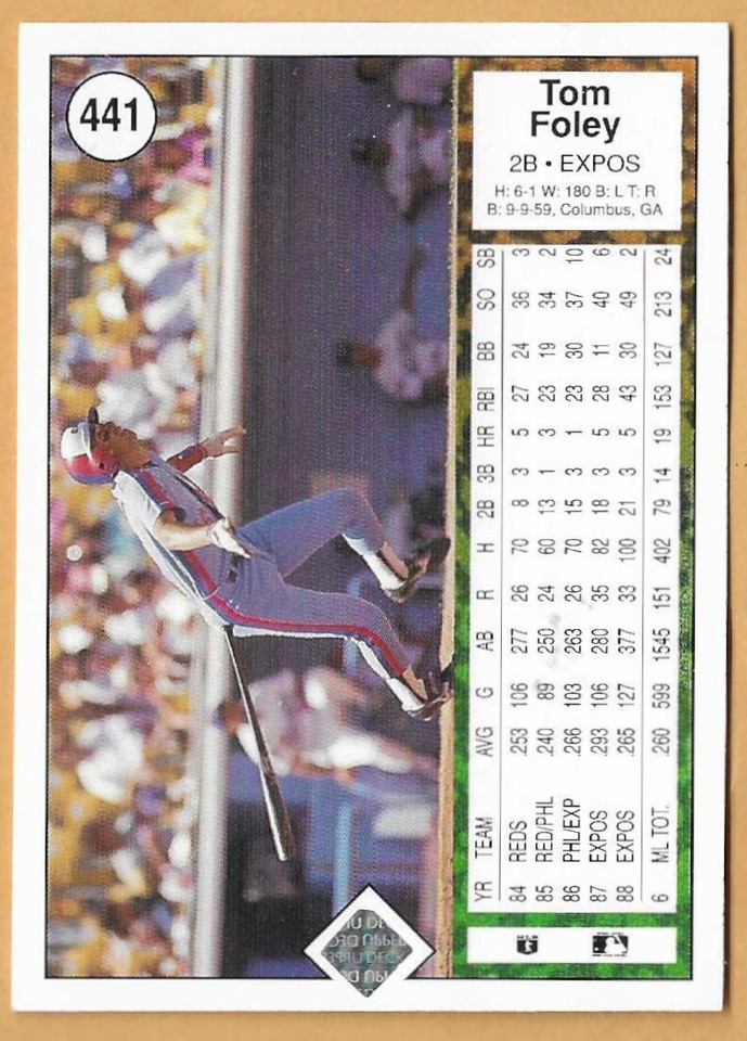 TOM FOLEY MONTREAL EXPOS #441 - UPPER DECK NM-MT 1989 | eBay