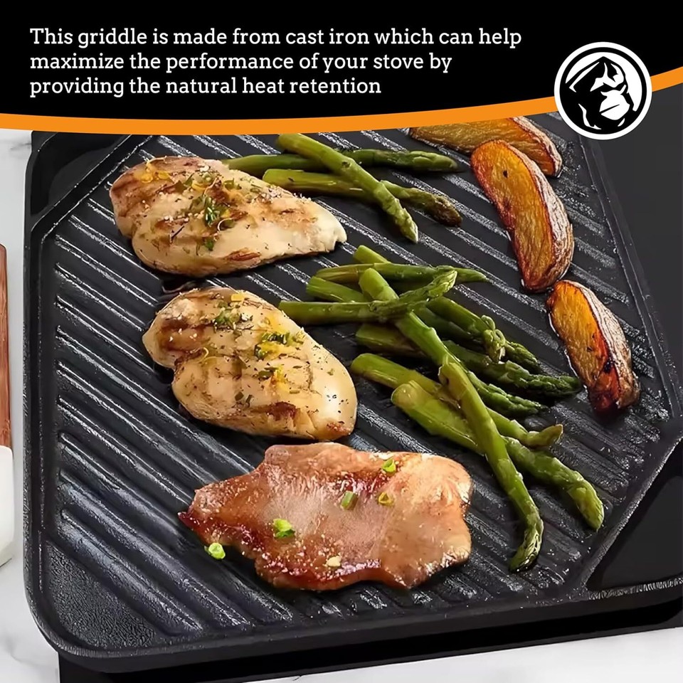 Reversible Cast Iron Griddle - Flat Top Griddle Pan and Grooved Grill ...