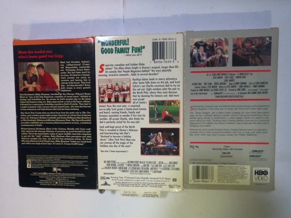 VHS 3 Movie Lot- The Santa Clause, Risky Business, and Three Amigos | eBay