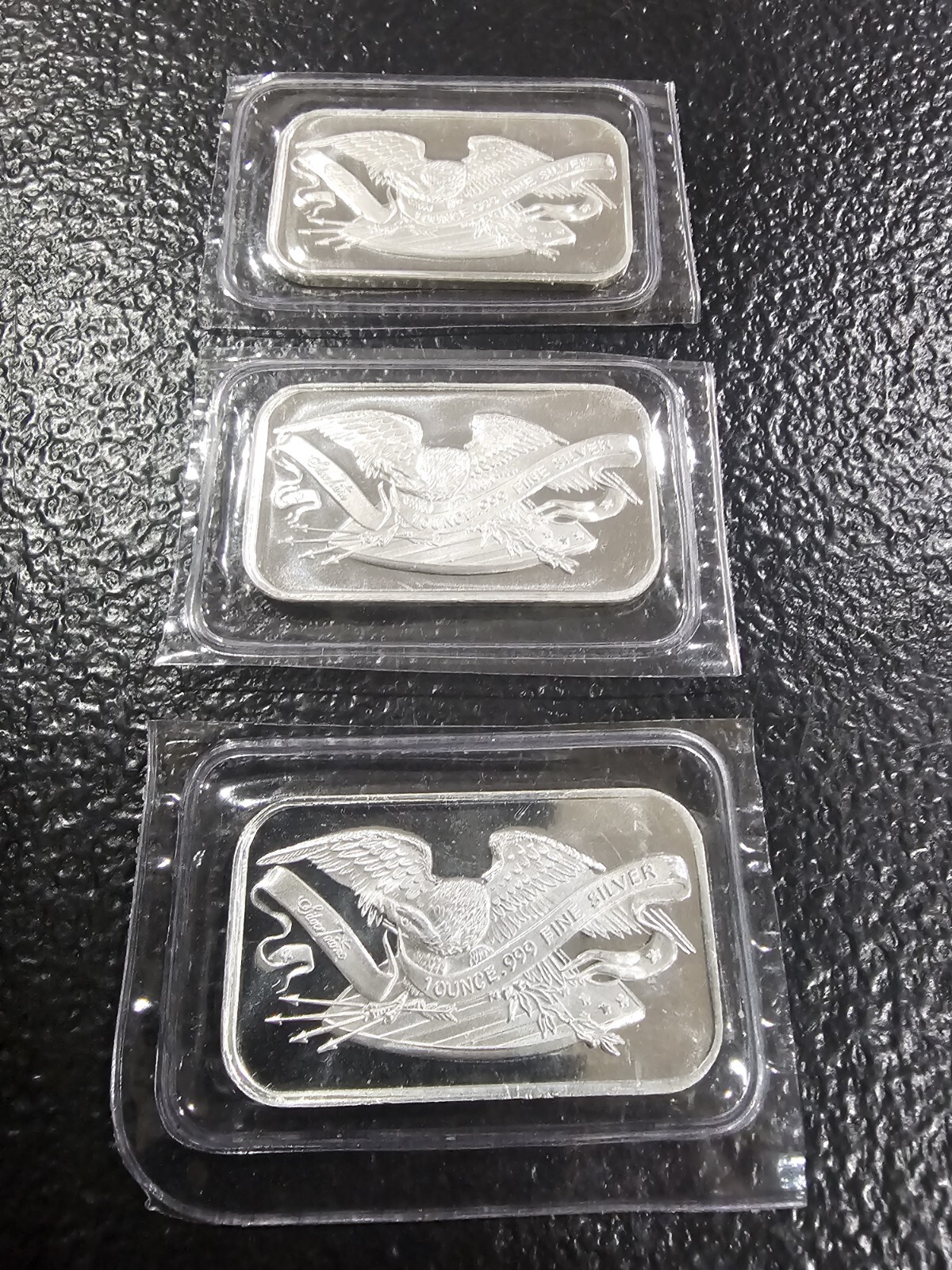 SilverTowne Silver Bars Retro Bald Eagle Design .999 (3) Fine 1 oz Bars ...