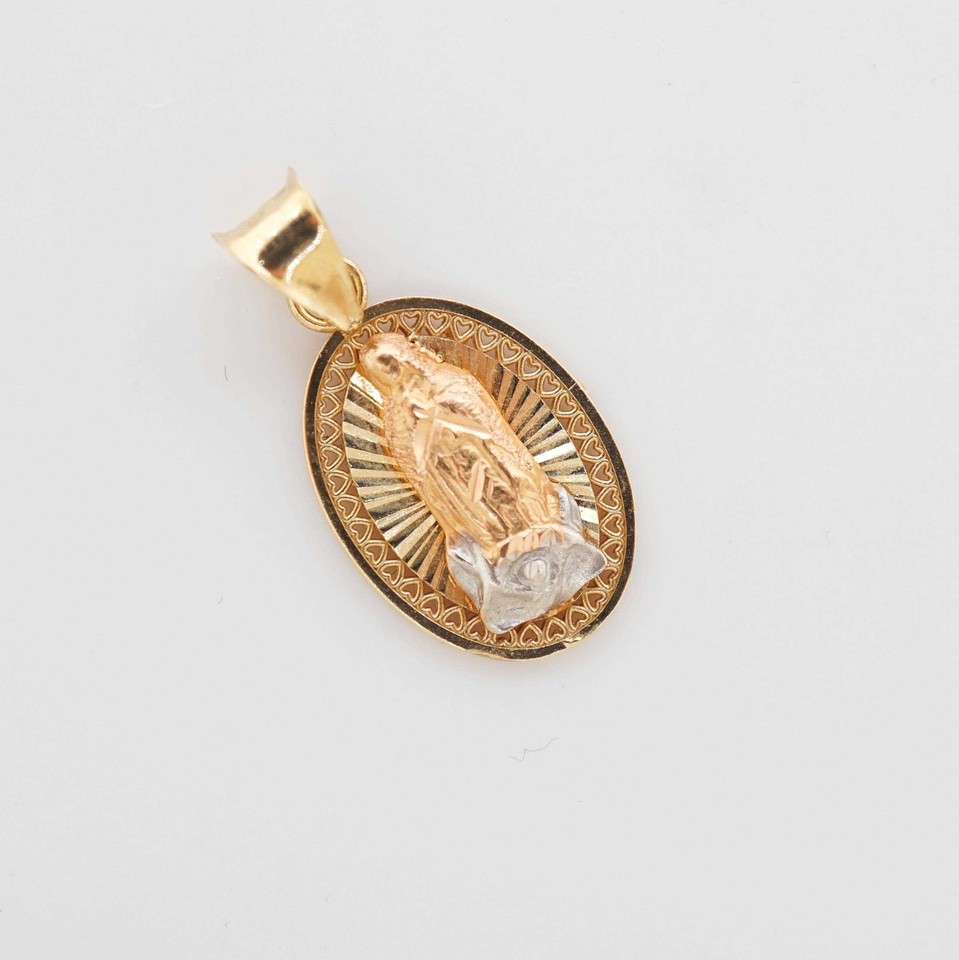 14k Multi-Tone Gold Religious Oval Pendant Estate Sale Find | eBay