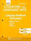 Holt Literature and Language Arts: Language Handbook Worksheets - First ...