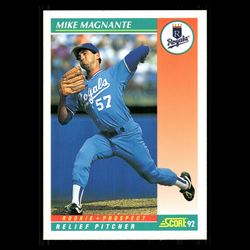 Mike Magnante Rookie #739B 1992 Score Kansas City Royals Baseball Card ...