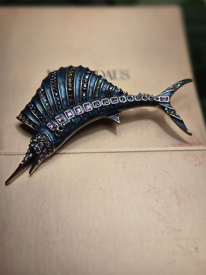 New Heidi Daus "Stunning Sailfish" Signed Crystal & Enamel Sailfish ...