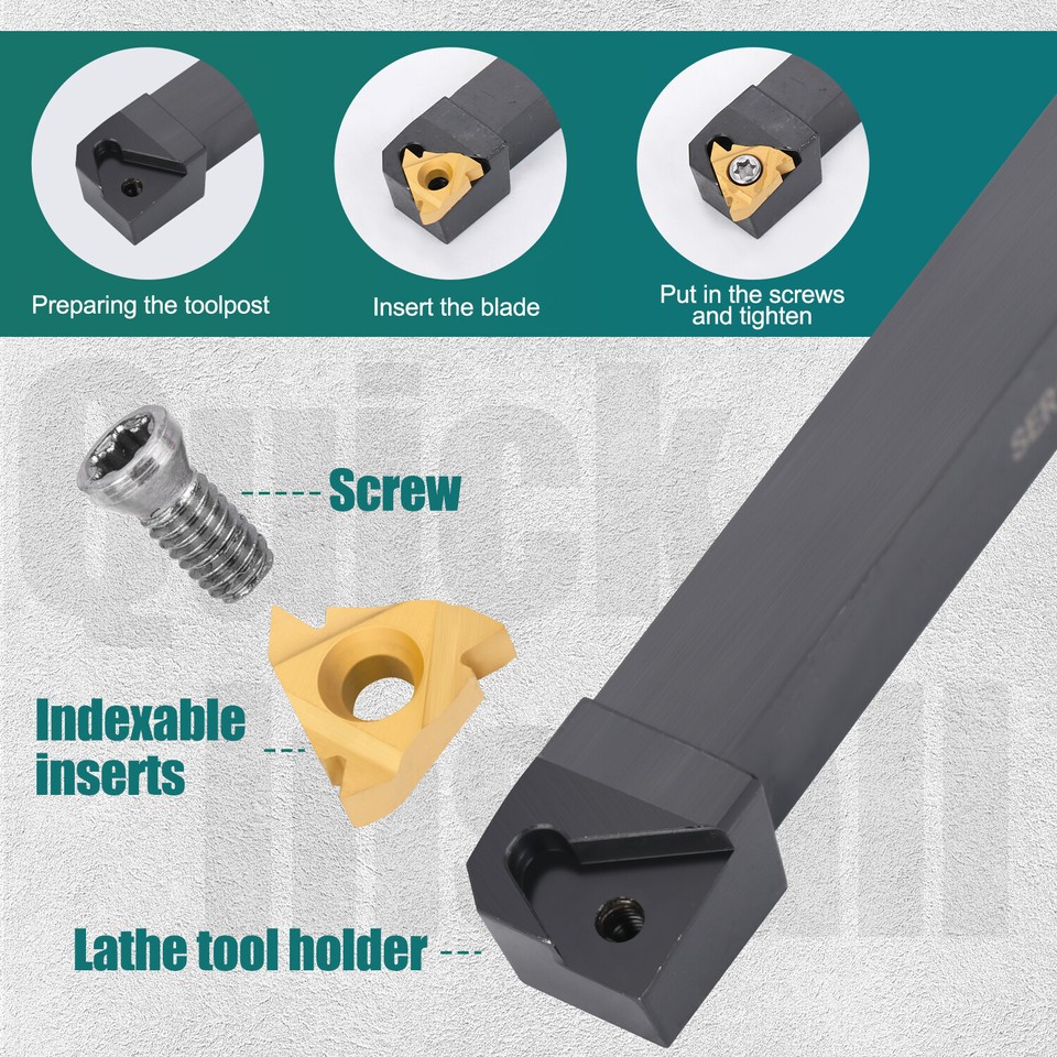 21pcs Indexable Metal Lathe Turning Tool Holder Threading Boring ...