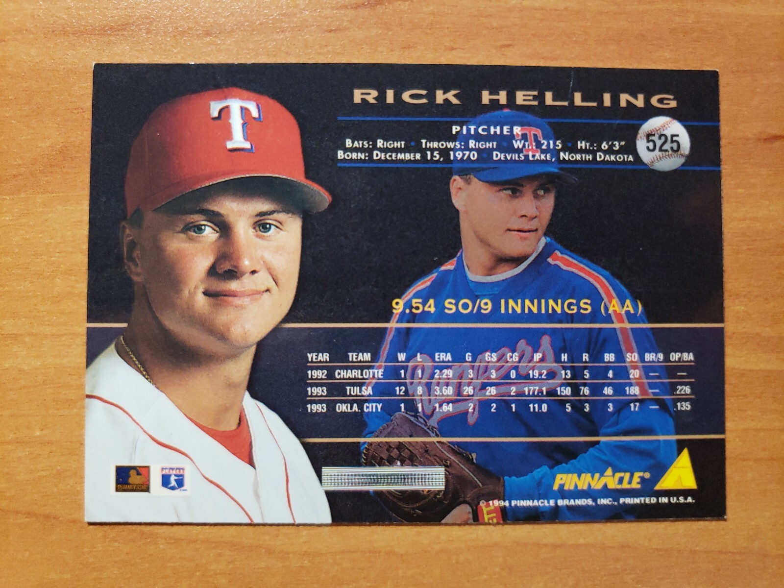 1994 Pinnacle #525 Rick Helling - Rookie - Texas Rangers - MLB | eBay