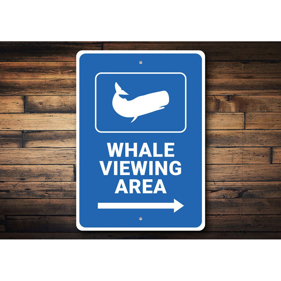 Whale Viewing Area, Directional Destination Sign, Whale Lover Metal ...