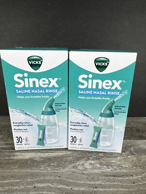 Lot of 2 Vicks Sinex Saline Nasal Rinse Starter Kit, Drug Free Saline ...