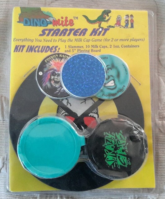 Dino-mite Milk Caps Pogs Starter Kit Game Slammer 2 Containers 5 ...