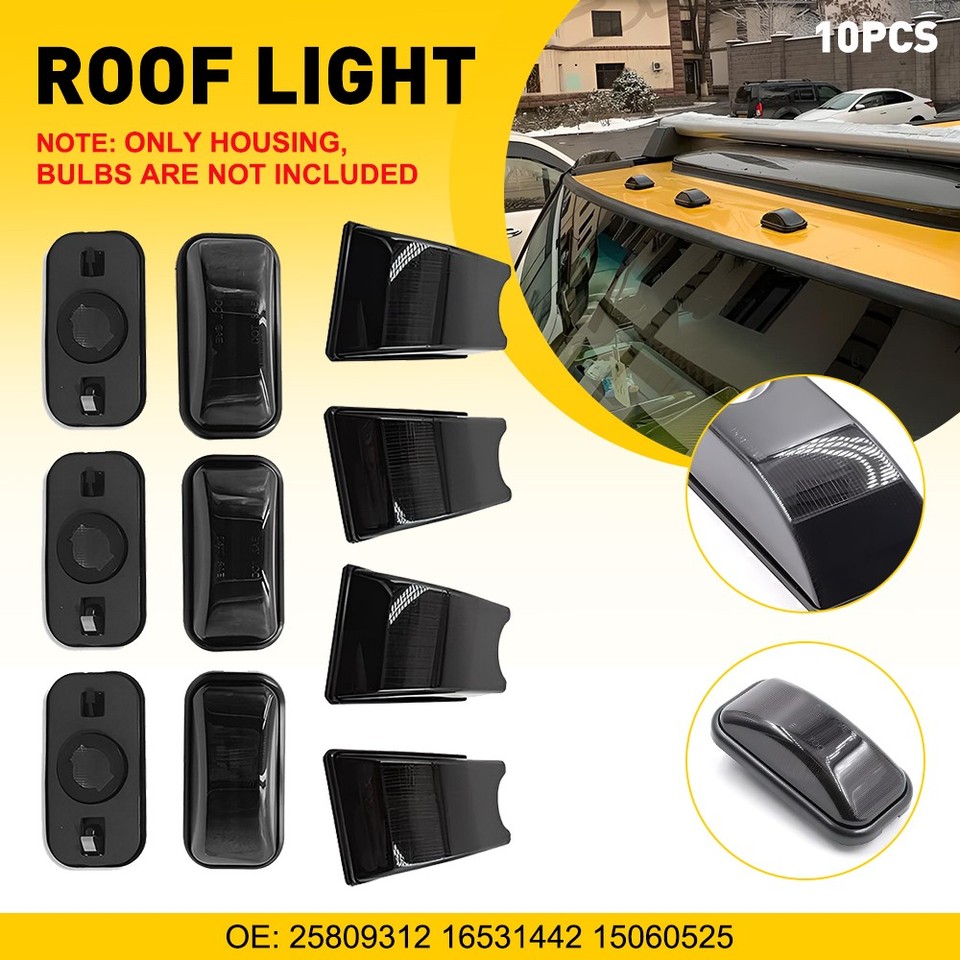 [Smoked/Amber&Red] Cab Roof Marker Light Cover For Hummer H2 / SUT 2003 ...