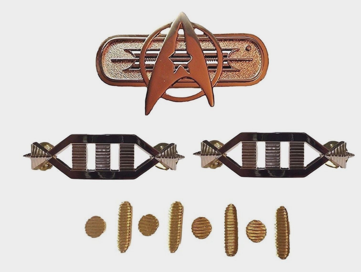Star Trek Movie Uniform Full Set of Metal Pins For The Rank Of Captain ...