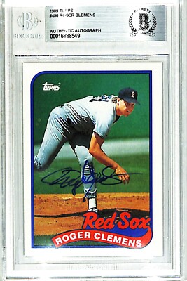 1989 Topps ROGER CLEMENS Signed Auto Red Sox Card #450 Beckett BAS ...