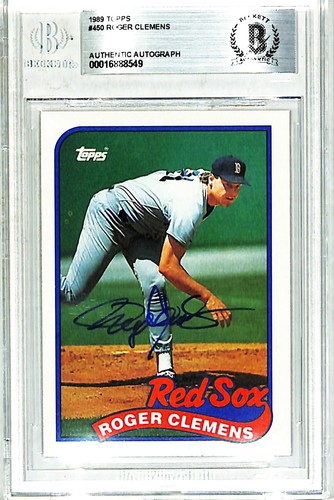 1989 Topps ROGER CLEMENS Signed Auto Red Sox Card #450 Beckett BAS ...