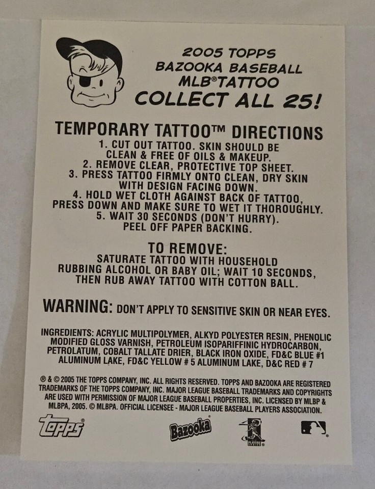 2005 Bazooka Tattoos #15 Miguel Tejada Baltimore Orioles | eBay