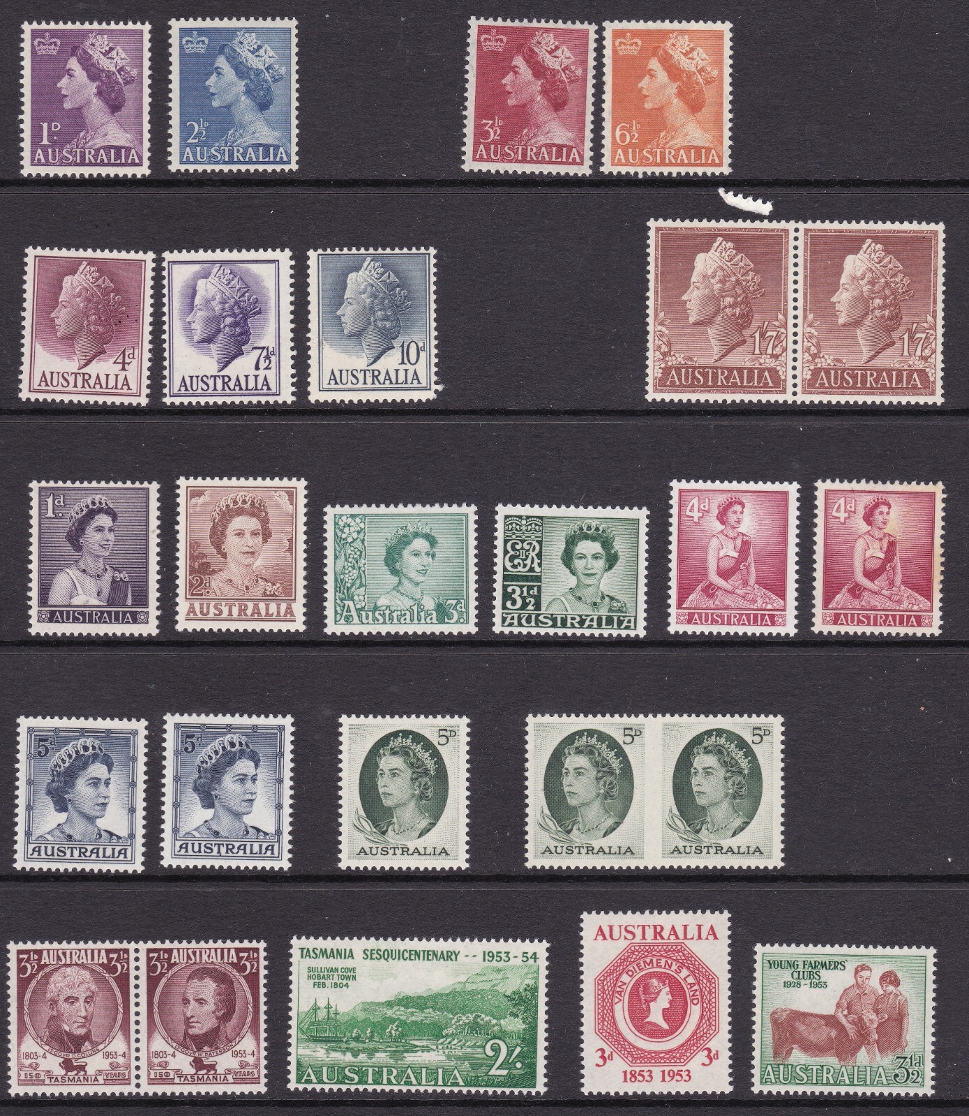1953-65, Collection of 25 QE2/Tasmania Definitive stamp sets, Very Fine ...