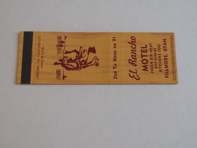 N127 Matchbook Cover UT Utah El Rancho Motel Fillmore | eBay