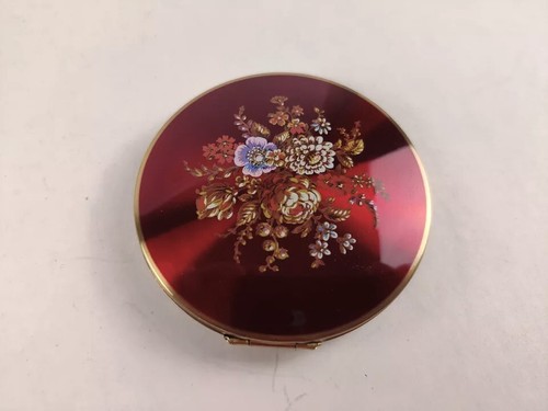 Vintage Stratton (England) Red & Gold Floral Mirrored Compact | eBay