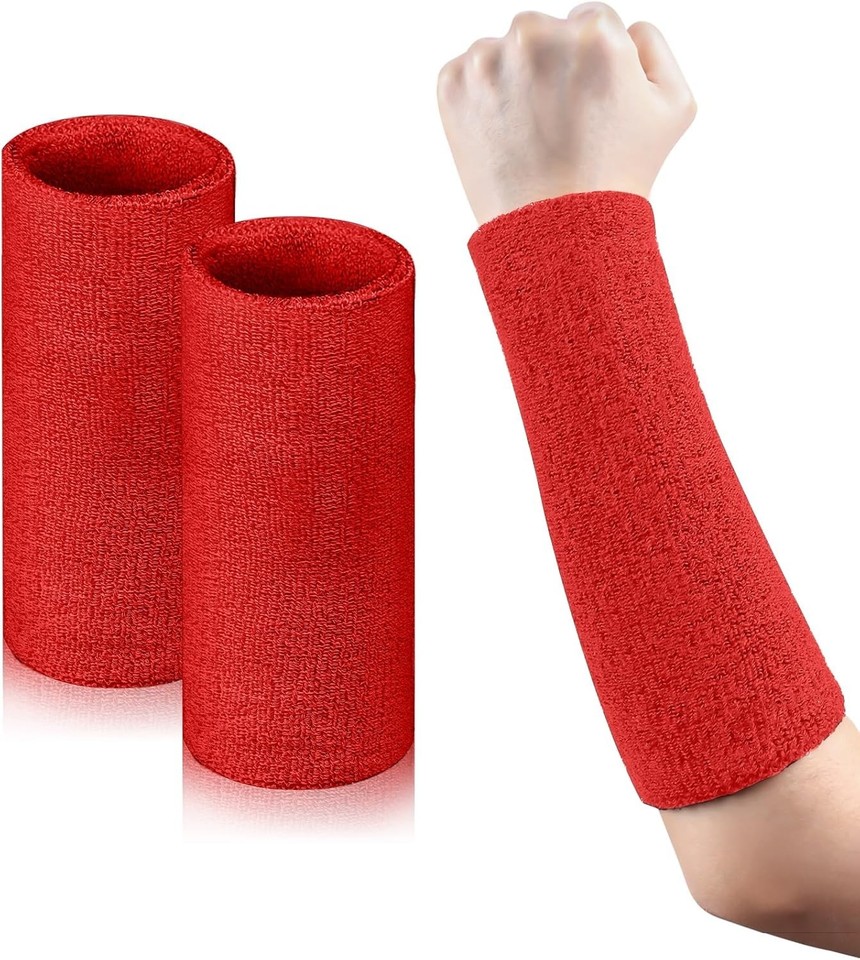 2 Pcs 9 Inch Long Wristbands Sweatbands Black Large Sweat Bands ...