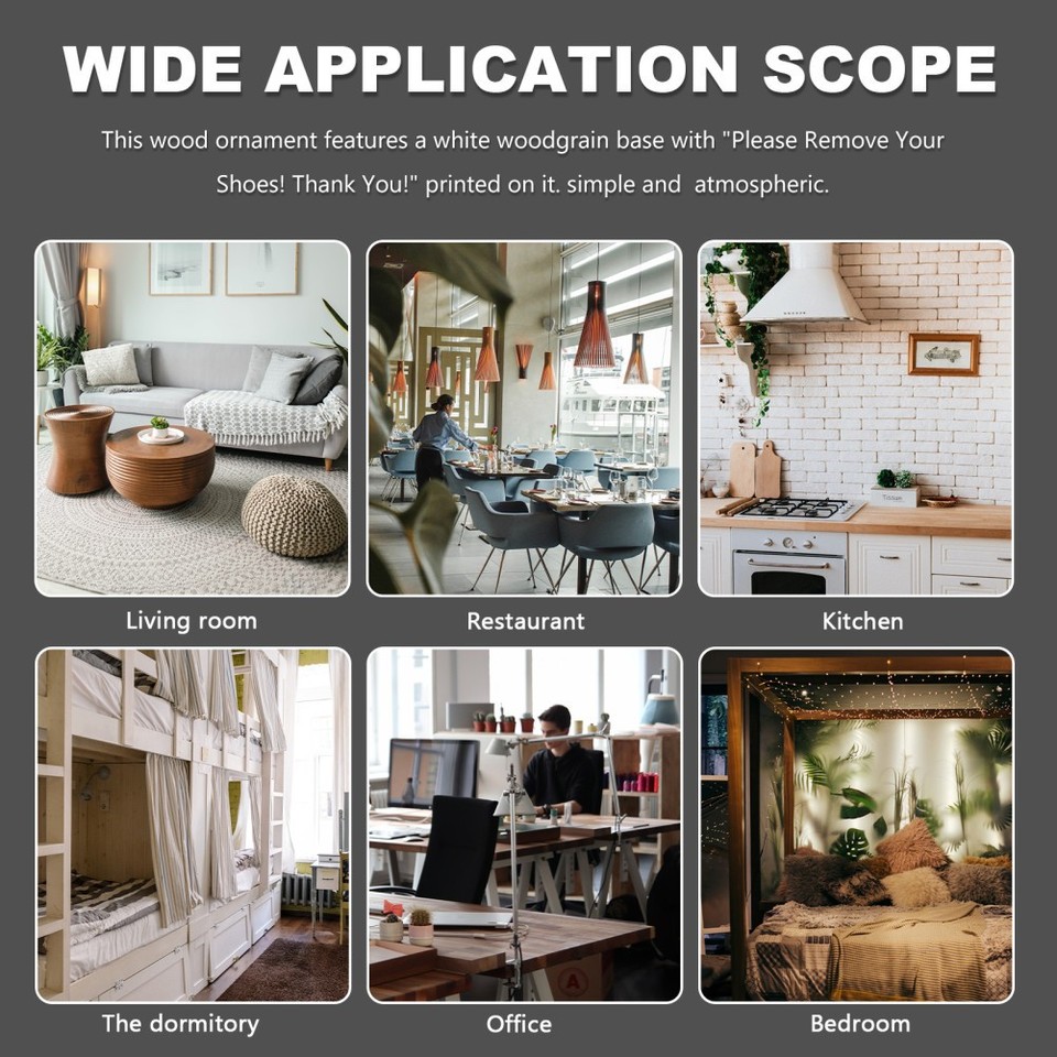 4 Pcs Wood Door Sign Please Remove Your Shoes Wooden Hanging Sign for ...