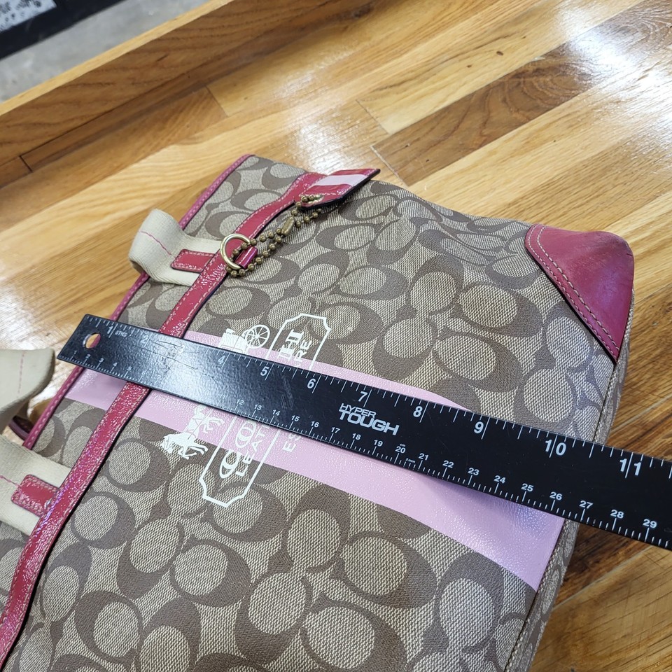 Coach Chelsea Heritage Stripe Signature Tote Purse Handbag Brown & Pink ...