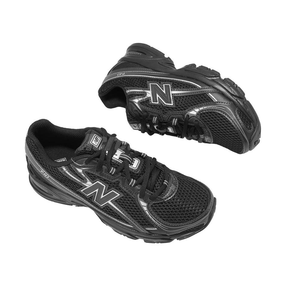 New Balance 740 Wide NB Black Silver Kids Youth Casual Lifestyle Shoes ...