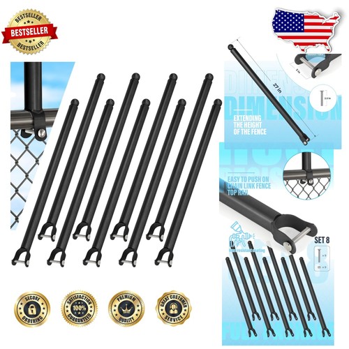 Black 9 Pack Chain Link Fence Extensions - 25.2'' Height for Privacy ...