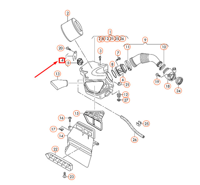 OEM Audi Q5 8r Engine Air Intake Housing Adapter 8R0133426 Genuine for ...