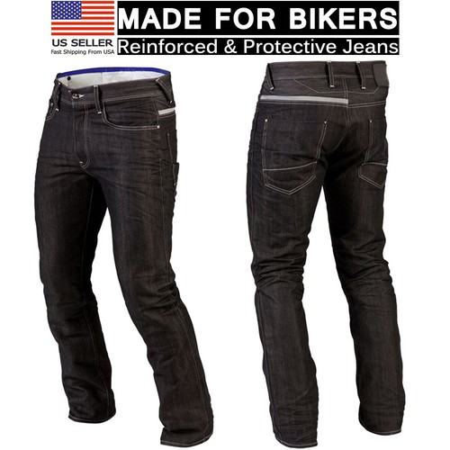Mens Motorcycle Denim Jeans Black Biker Protective Lining Trouser ...
