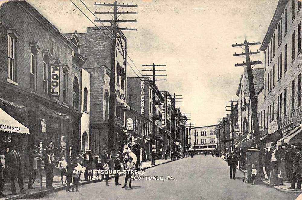 Scottdale Pennsylvania Pittsburg Street Scene Antique Postcard K106371 ...