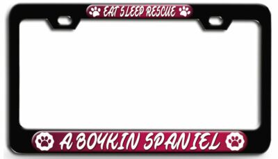 EAT SLEEP RESCUE A BOYKIN SPANIEL Dog Dogs Steel License Plate Frame | eBay