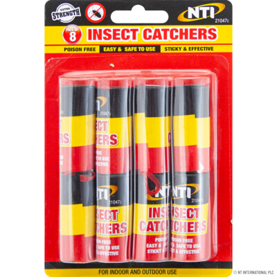 8 Fly Insect Catcher Paper Sticky Glue Bug Trap Killer Strong Roll Tape ...