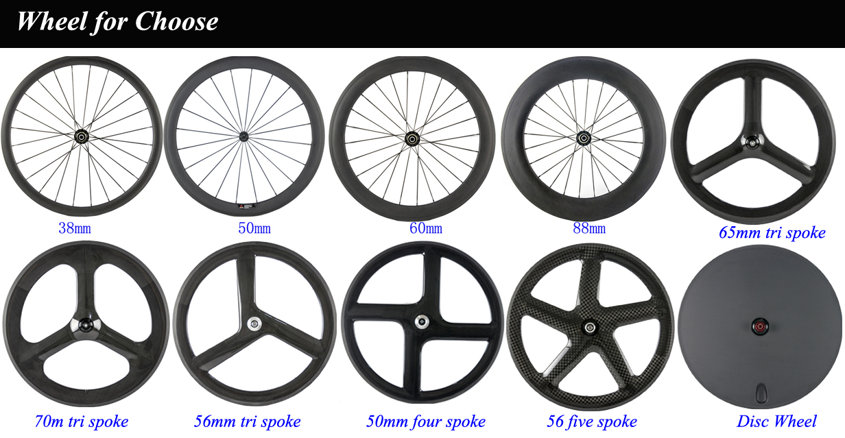 Tri Spoke Carbon Wheel Road Bike/Track Bike Front+Rear Wheels Single ...