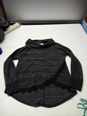 Cloth & Portrait Women's Long Sleeve Top Large Black Cowell Neck Lace ...