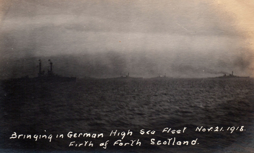 WWI US Battleship Bringing In German High Seas Fleet Real Photo ...