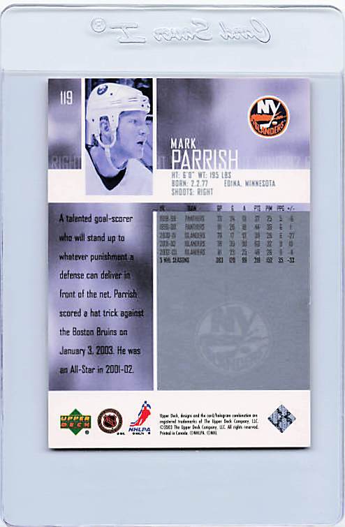 2003/04 Upper Deck #119 Mark Parrish Islanders Signed Auto *H2456 | eBay