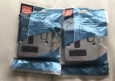 2 x High Quality MK Polished Chrome Plated Single Sockets Black Inserts ...