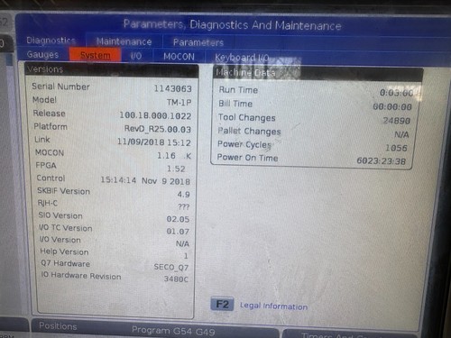 2018 Haas TM-1P with wireless probe, chip auger, programmable coolant ...