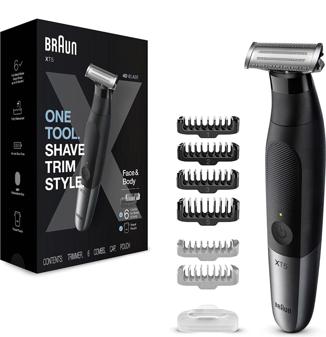 Braun XT5 One Tool Shave Trim Style Face& Body One Blade Hybrid Trimmer ...