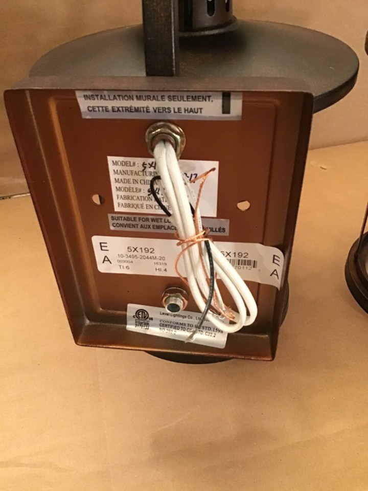 INTERTEK Indoor/Outdoor Pair of Light Fixtures WITHOUT Glass Never Used ...
