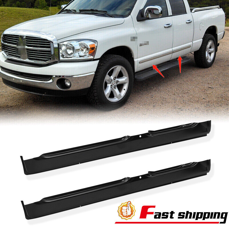 For 2002-2008 Dodge Ram Crew Cab 1500 2500 3500 Pair Black Rocker ...