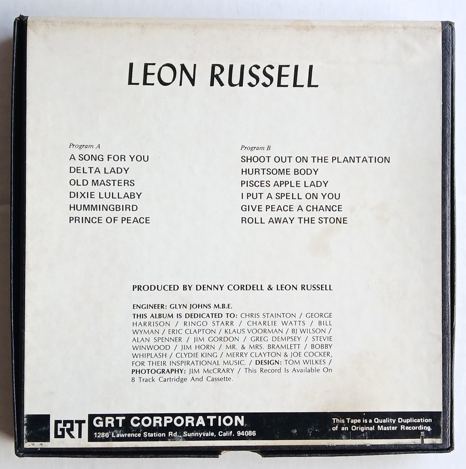 Leon Russell (First Album) - Reel To Reel Tape @ 3 3/4 ips TESTED | eBay