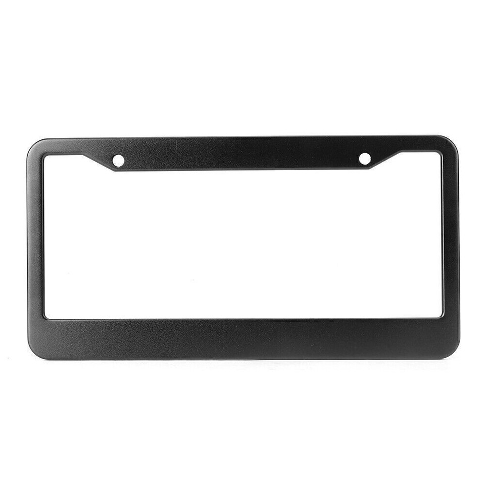 12" X 6" Slim License Plate Frames with Srew Cap Black Stainless Steel ...