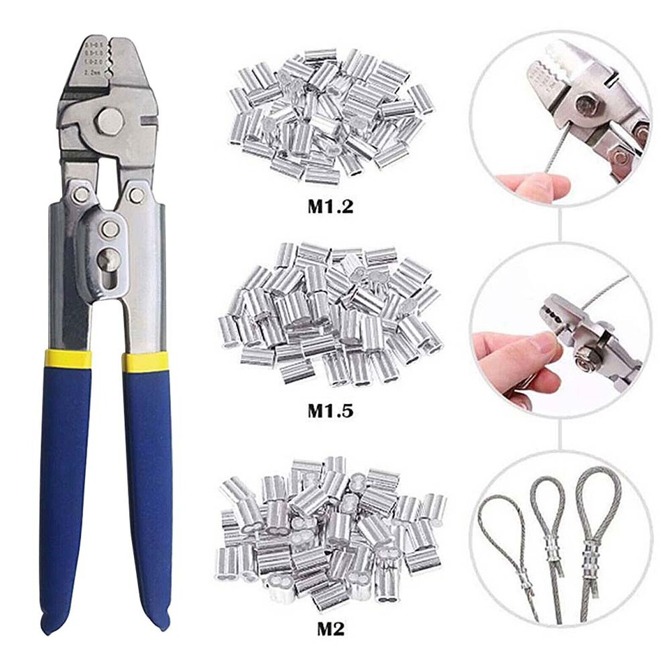 150PCS Aluminum Cable Crimp Sleeves Clip Ferrule For Steel Wire Rope ...