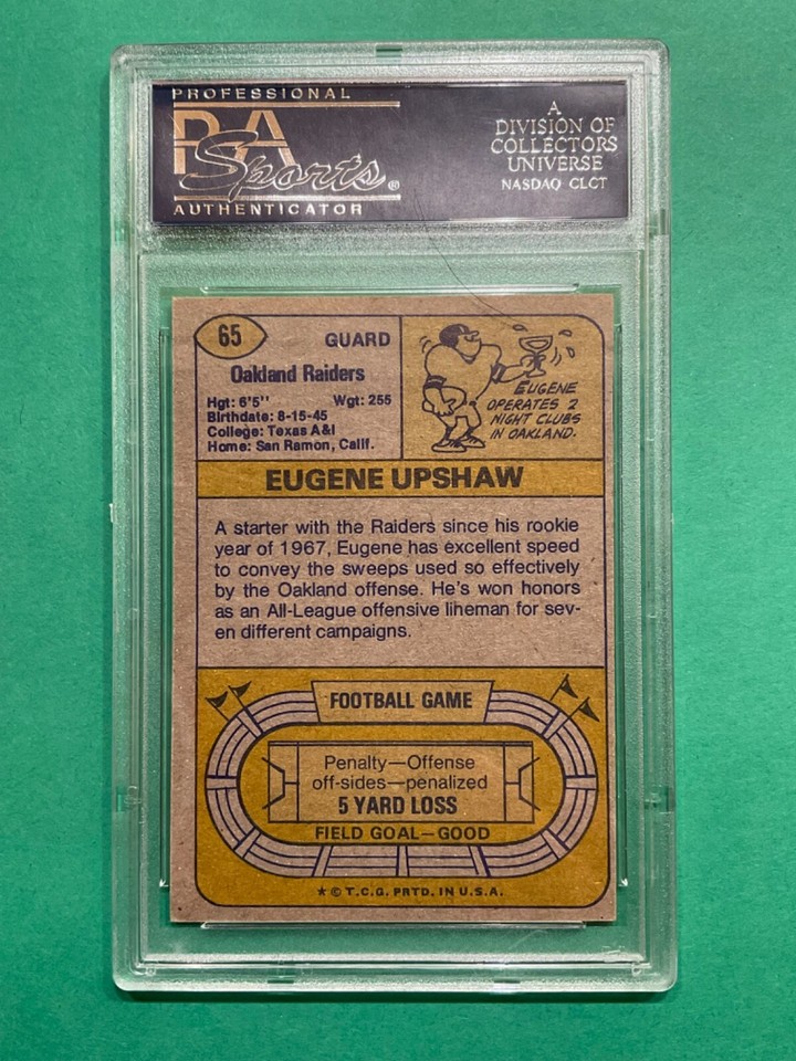 Eugene Upshaw 1974 Topps Football Card #65 - Oakland Raiders HOF - PSA ...