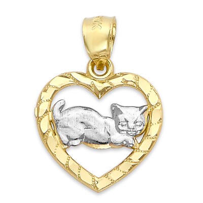 Solid Gold Cat Pendant in 10 or 14k, Good Luck Charm For Women | eBay