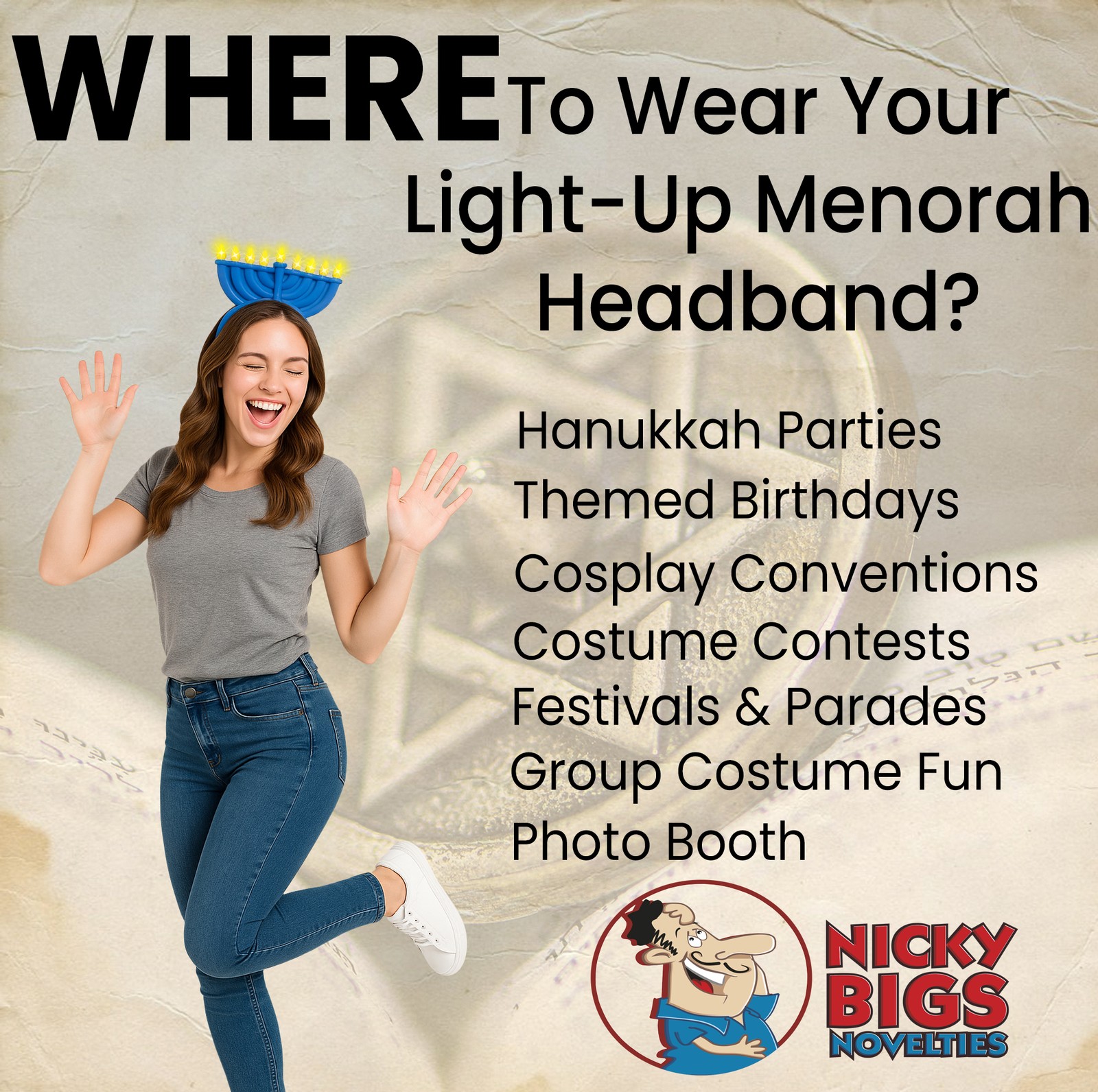 LED Light Up Menorah Candles Chanukah Hanukkah Headband Oy Jewish ...