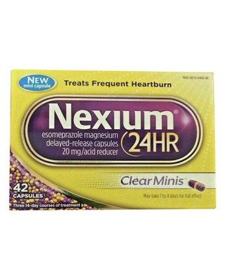 New Nexium 24 HR 42 Clear Mini Capsules 11/2027+ Heartburn Acid Reducer ...